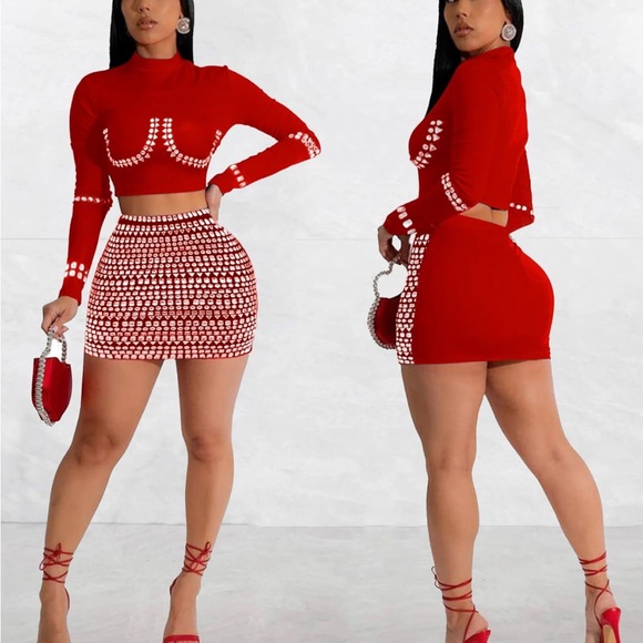 Other | Red Chi Eyes 2 Piece Set For Women Sexy Party Skirt Outfit ...